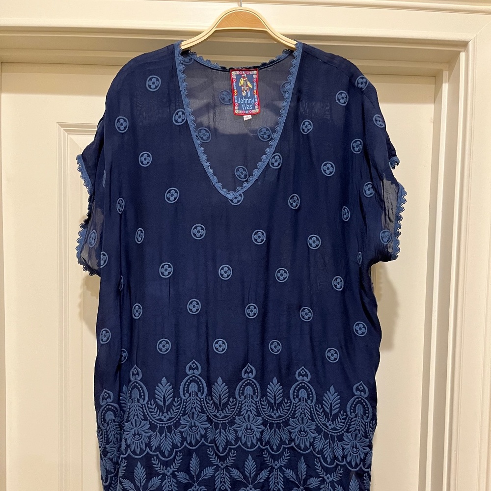 Johnny Was Blue Embroidered Tunic/Dress - Gem